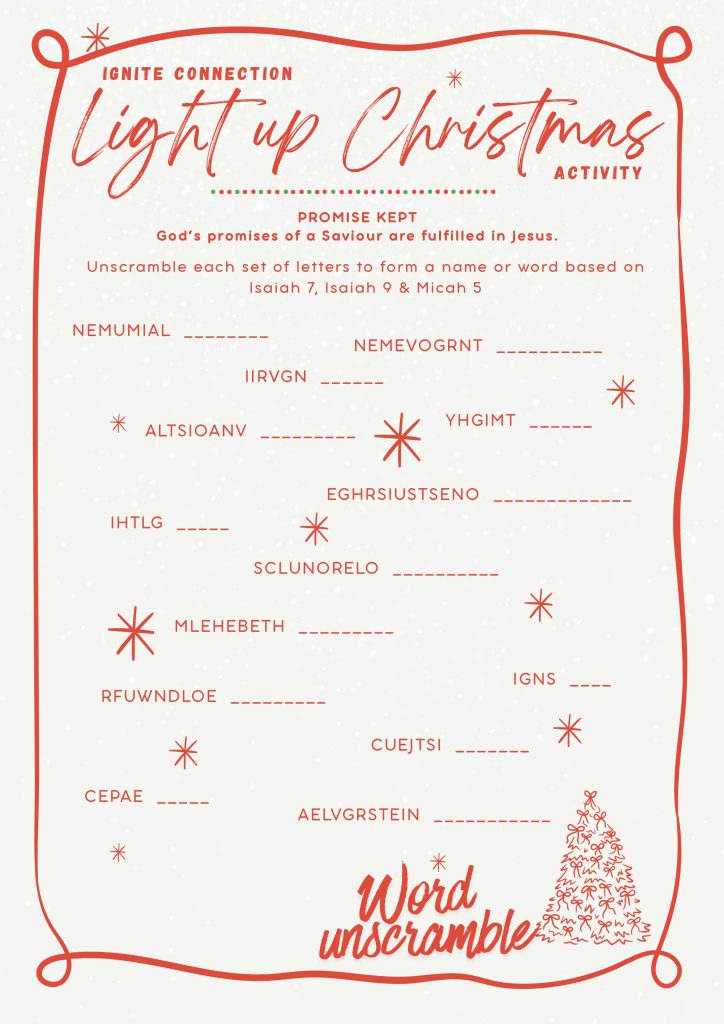 Word Unscramble – Promise Kept – Ignite Connection